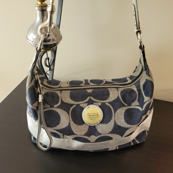 Coach | Bags | Coach Denim And Canvas Shoulder Bag Euc | Poshmark